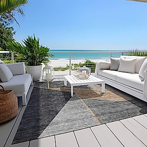 Addison Rugs Chantille ACN648 Charcoal 5' x 7'6" Indoor Outdoor Area Rug, Easy Clean, Machine Washable, Non Shedding, Bedroom, Living Room, Dining Room, Kitchen, Patio Rug