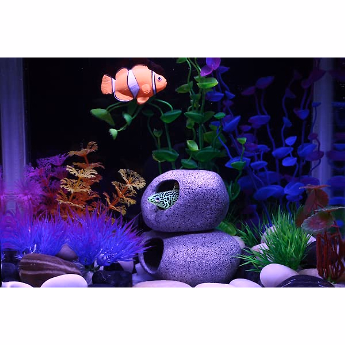 Aquazoo Aquarium Decoration Rock Caves, Hideaway for Shrimp Cichlid Hiding Breeding Spawning, Professional Hideout Decor for Territorial Fish (2 Pieces Set)