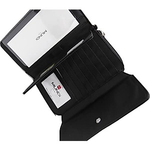 MUNDI Women's Faux Leather MY BIG FAT WALLET Flap RFID Clutch Ladies ib103x (Black)