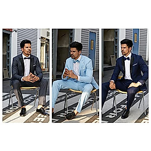 MAGE MALE Men's 2 Piece Suit Notched Lapel One Button Slim Fit Formal Wedding Prom Tuxedo Suits Blazer Pants with Bow Tie Set