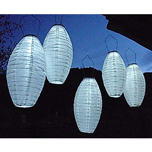 Allsop Home and Garden Soji Pod White, LED Outdoor Solar Lantern, Handmade with Weather-Resistant UV Rated Fabric, Stainless Steel Hardware, Chinese Style Light, 1-Count