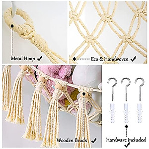 MAKEONEWO Stuffed Animal Net or Hammock -Handmade Large Macrame Toy Hammock Organizer Stuffed Animal Display Corner Hanging Net Plush