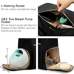 mommore Breast Pump Bag Diaper Tote Bag with 15 Inch Laptop Sleeve Fit Most Breast Pumps Like Medela, Spectra S1,S2, Evenflo