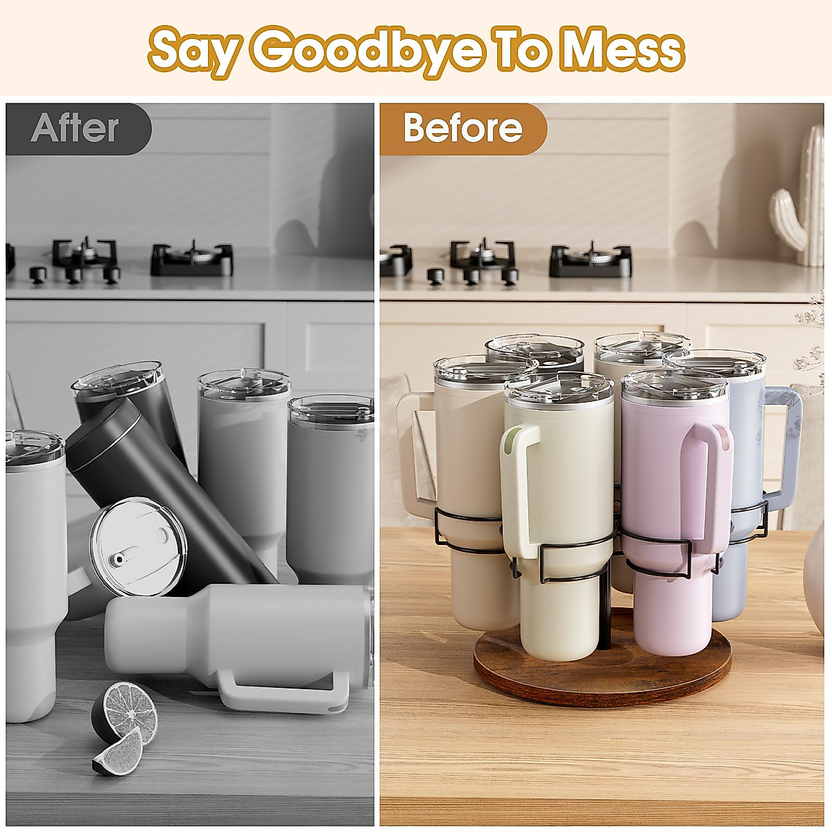 Stanley 40 oz Tumbler Organizer - 360 Rotatable Holder for Cabinets & Kitchen Storage, Ideal Gift