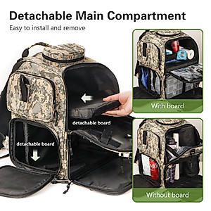 Terrete Fishing Tackle Backpack, 38L Fishing Backpack with 3 Rod Holders & 4 Tackle Boxes, Waterproof Fishing Tackle Bag with Integrated Rain Cover for Fishing, Hiking, Camping, Outdoor Sports