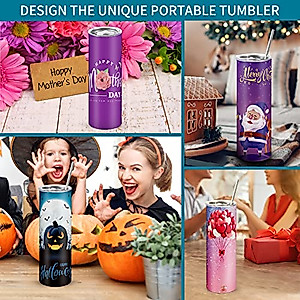 MAFYE Sublimation Tumblers, 6pack 20 oz Skinny Straight Tumbler with Straw Lids, Sublimation Shrink Wrap & Tumbler Cards Sublimation Blanks Product Stainless Steel Tumbler for Mug Press, Present Box