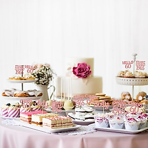 Gyufise 24 Pack Rose Gold 60th Birthday Cupcake Toppers Glitter Sixty Straight Outta 1965 Hello 60 Cupcake Pick Decorations Cheers to 60 Years Birthday Anniversary Cake Decorations Supplies