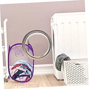 VILLFUL Foldable Mesh Laundry Basket Hamper with Easy Open Design for College Dorms Portable Clothes Storage with Carry Handles and Side Pocket for Convenience
