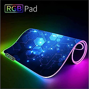 Gaming Mouse Pads Hexagon Shaped Large RGB Mouse Pad Gamer Computer Desk Mat Gaming Accessories Extended Led Keyboard Pad with Lock Edge 60X120Cm/Xxxl