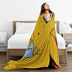 WEQDUJG Winnie Pooh Blanket Throws Bed Queen Size Ultra Soft Micro Fleece Warm Fluffy Couch Living Room Luxury Blankets 80 x 60 in