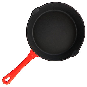 MegaChef Enameled Round 8 Inch PreSeasoned Cast Iron Frying Pan in Red (MCCE-8)