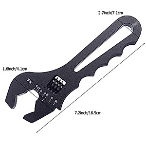 SYKRSS An Fitting Wrench, AN3-16AN Adjustable Wrench Aluminum Lightweight Spanner Tools for An Hose Fitting Adapter End , Black