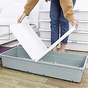 3 Pack Large Rolling Under Bed Storage Bin With Wheels, Sliding Underbed Plastic Containers With Lid Open From Both Sides. 37 x 19 x 7.3 inches