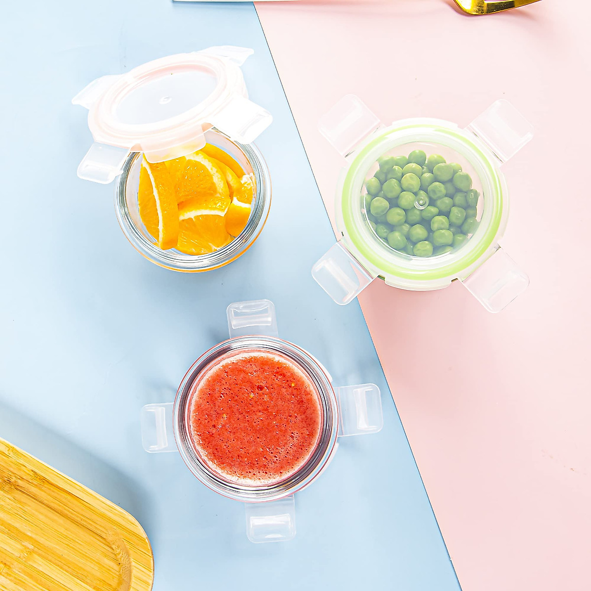 CZUMJJ 4 oz Circular Glass Food Storage Containers Set of 24, Small Containers with Locking Lids, Airtight Glass Food Jars for Food Portion, Snacks | Freezer, Microwave & Dishwasher Safe