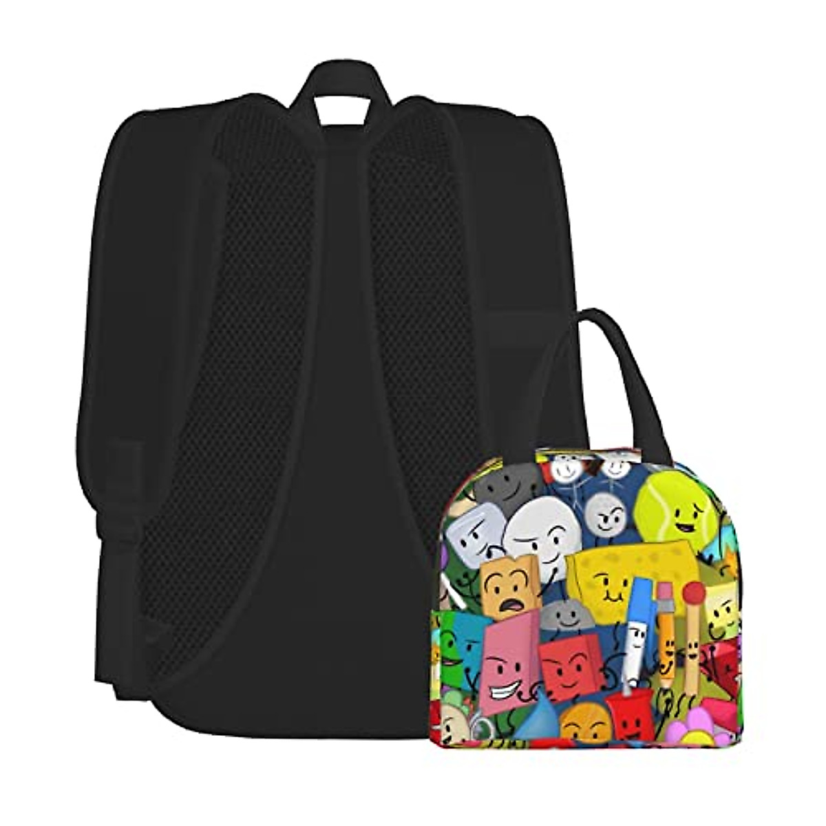 MXSLOVE Casual 2 Pieces Backpack Set, Battle for Bfdi Shoulder Bookbag Travel Bag with Lunch Tote