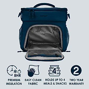 Bentgo® Prep Deluxe Insulated Multimeal Bag - Lunch Box Bag, Holds 5 Meals, Premium Insulation up to 8 Hrs, Durable, Water-Resistant - Large Capacity For Adult Meal Prep (Navy Blue)