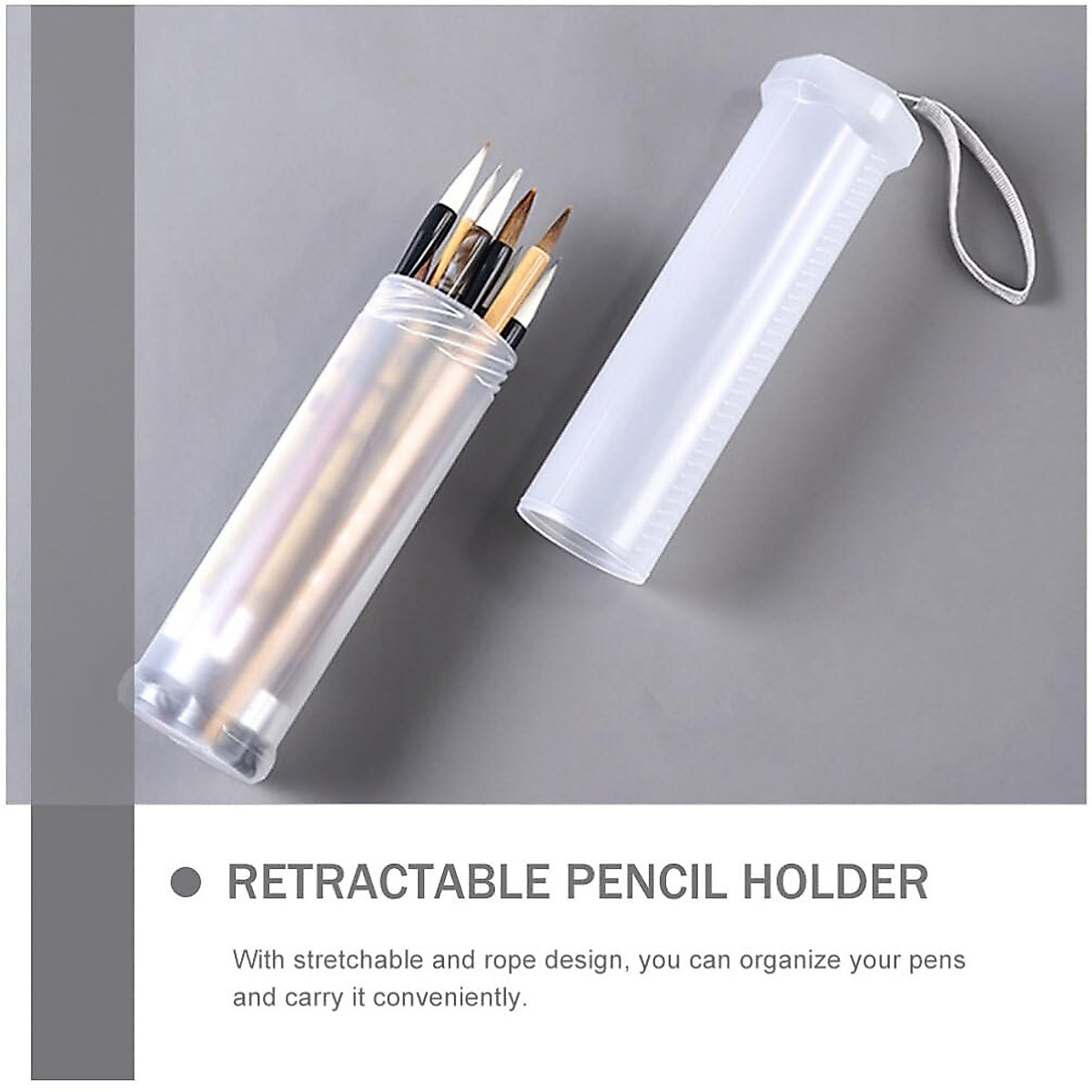 Operitacx 2pcs Extendable Plastic Paint Brush Case Clear Long Paint Brush Holder Tube Storage Paintbrush Organizer Pencil Container Dustproof Watercolor Pen Container for Drawing Tools