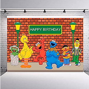 MC 5x3ft Sesame Street Brick Wall Photography Backdrops Birthday Party Decoration Photo Booth Background Baby Shower Studio Props Vinyl