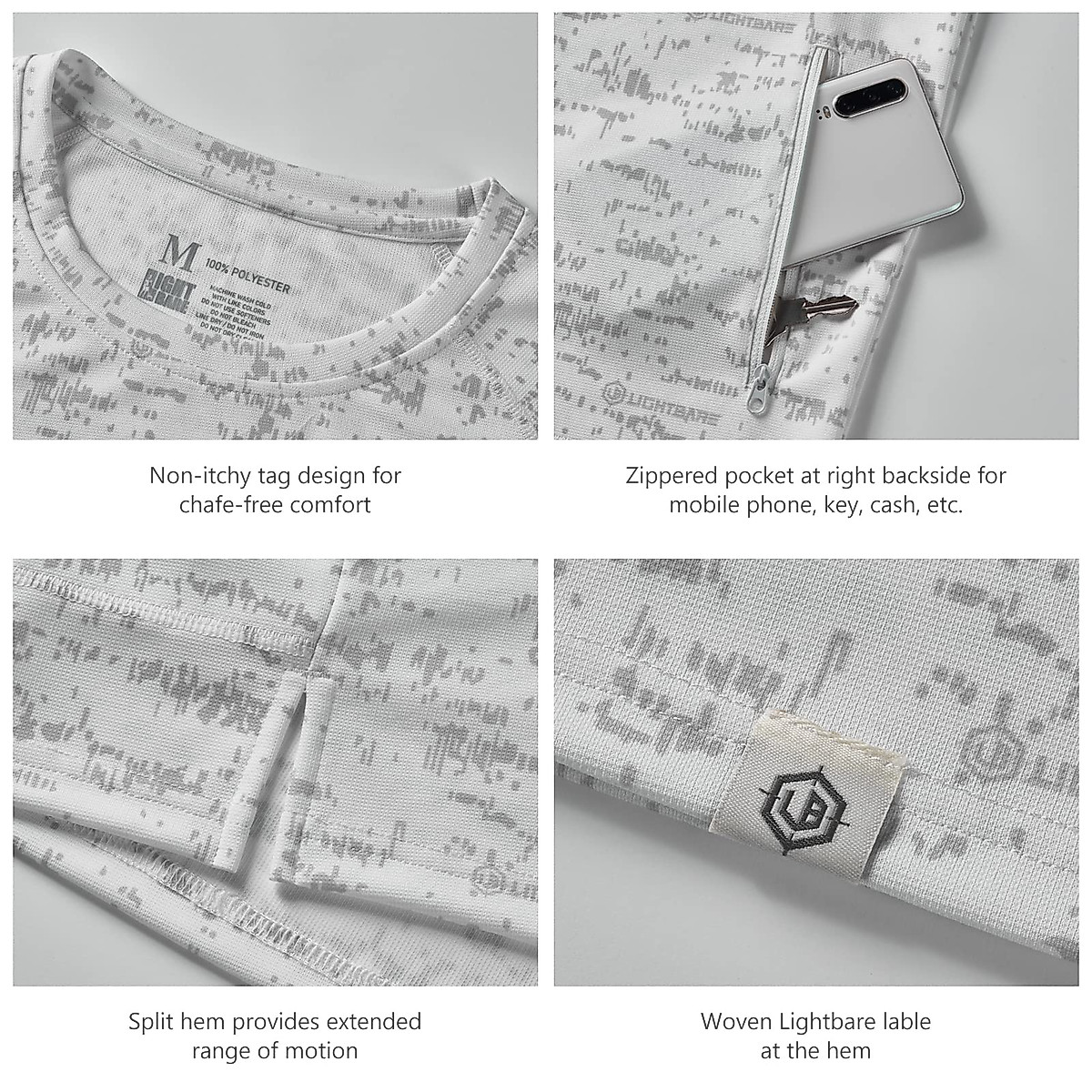 Lightbare Men’s Performance Polo Shirt Moisture Wicking Quick Dry Tactical Pique Shirts Hiking Fishing Golf UPF 50