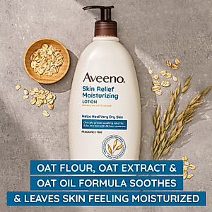 Aveeno Skin Relief Moisturizing Lotion for Very Dry Skin with Soothing Triple Oat & Shea Butter, Dimethicone Skin Protectant Helps Heal Dry Skin, Fragrance-Free, Twin Pack, 18 fl. oz, 2 Pack