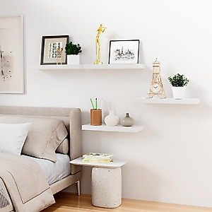 Bellsal Floating Shelves for Wall, White Engineered Wood Wall Shelf Set of 4, 16" Wall Mounted Floating Shelf for Kitchen, Living Room, Bedroom, Bathroom Storage, Book Shelf for Wall Home Decor