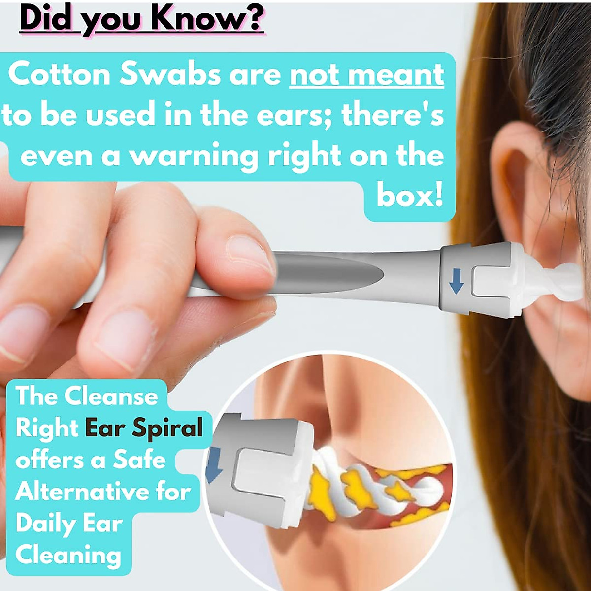 Cleanse Right - Ear Wax Removal Kit- USA MADE Ear Spiral, Cotton Swab Alternative, USA Made, Reusable, Dishwasher Friendly Tips! Wash Basin, Syringe. Cleaner Irrigation Tool to Remove Earwax Blockage