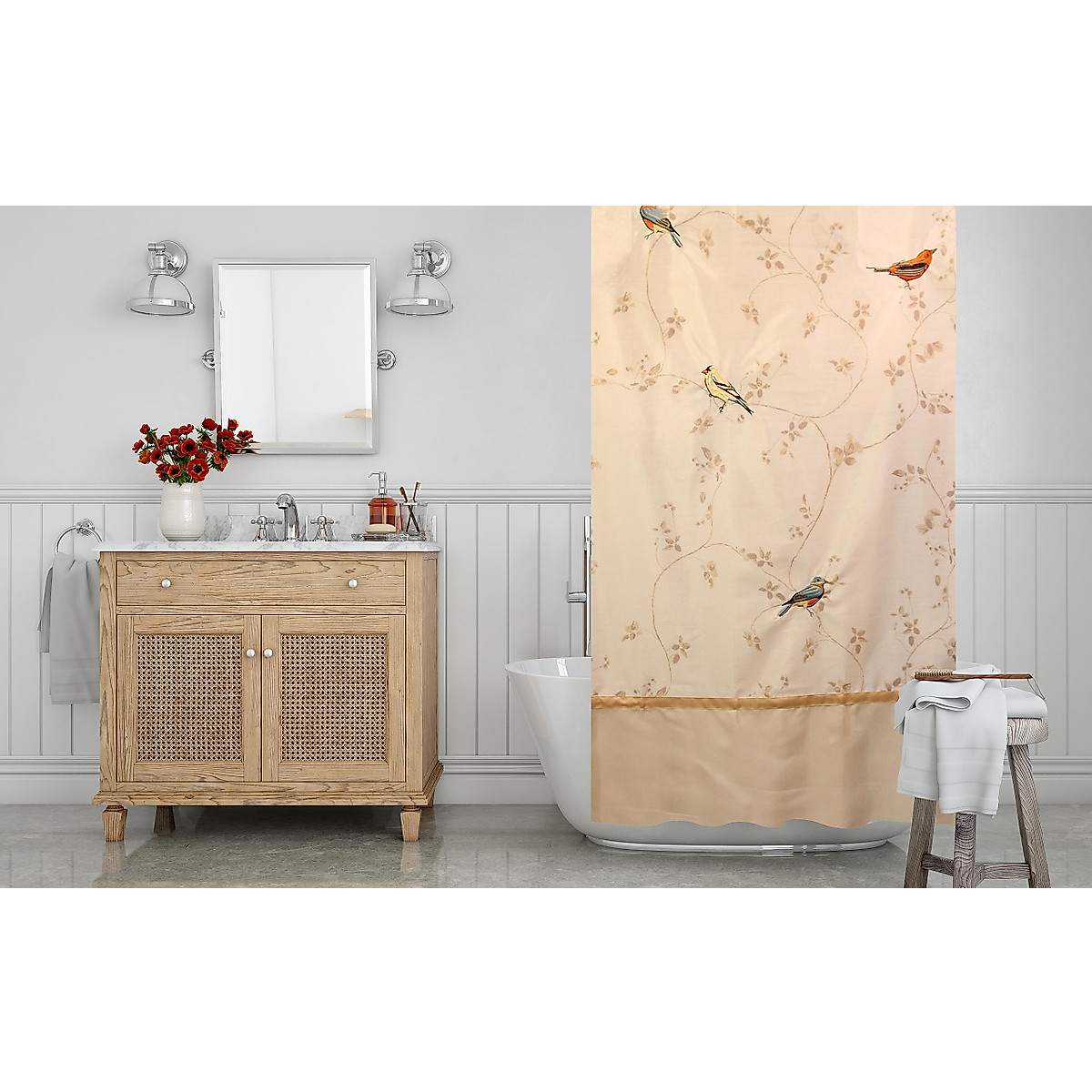 Avanti Linens Gilded Birds 72" x 72" Shower CurtainGold and Ivory