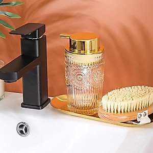 Glass Foam Soap Dispenser, Portable Press Soap Bottle, Refillable Foaming Pump Bottle with Gold Pump, Foam Hand Soap Dispenser for Bathroom Kitchen, Modern Home Bathroom Decor