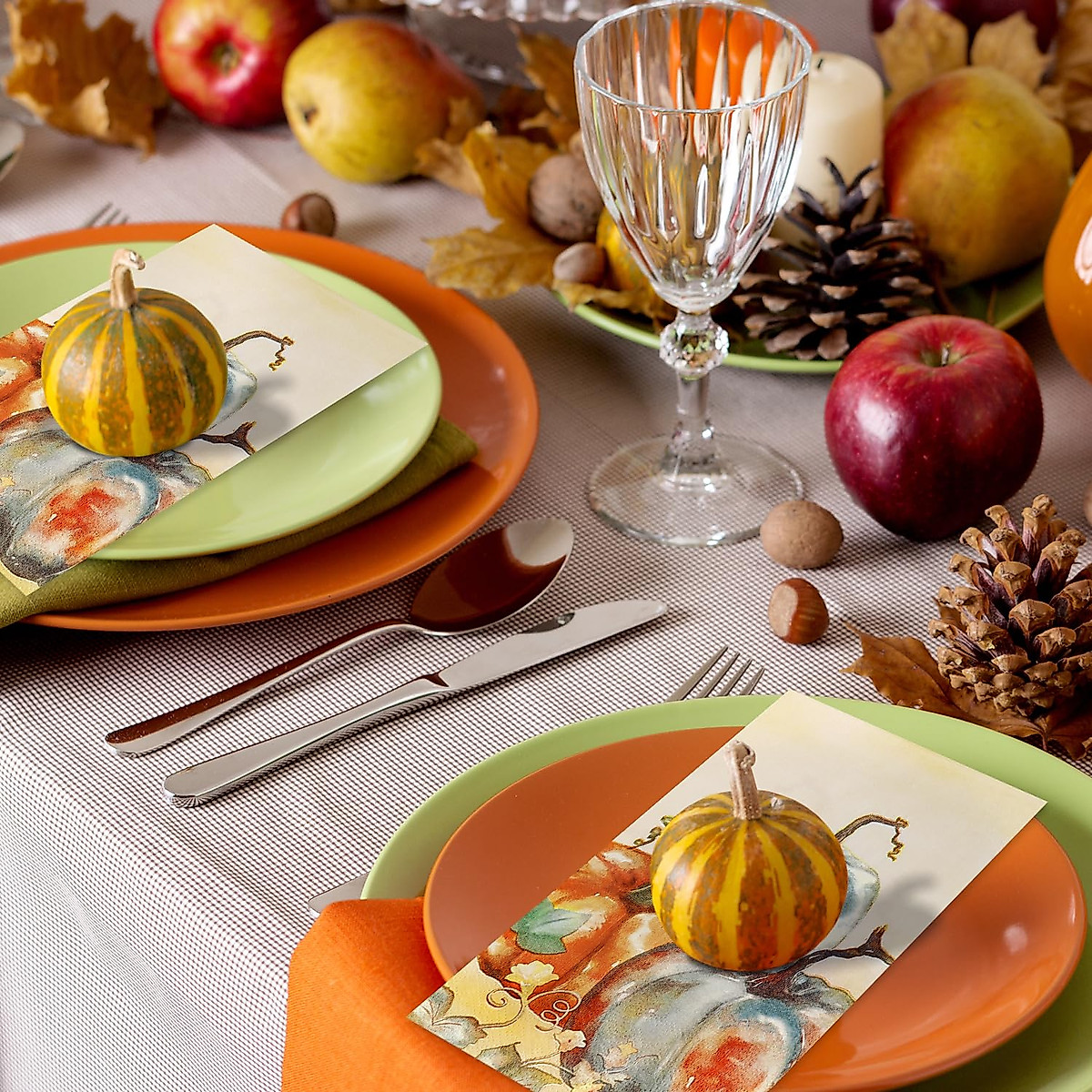 ​Quera 100 Pack Fall Guest Napkins Watercolor Pumpkin Autumn Paper Hand towels Thanksgiving Party Supplies Disposable Bar Napkins for Thanksgiving Party, Engagement, Baby Shower, Celebration Party