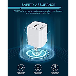 Charger Block, AILKIN 5Pack USB Wall Charging Adapter Fast Charge Power Plug Brick for iPhone 14 13 Pro Max 12 11, Samsung Galaxy S22 Ultra, Google, LG, One Port USB Mini Station Cube Box for Travel