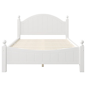 Full Size Platform Bed with Headboard and Footboard, Wood Full Bed Frames with Slat Support, Concise Style Full Size Bed for Kids,Teens, Adults, No Box Spring Needed (Milky White)