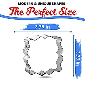 Fancy Square Plaque Cookie Cutter - Made in the USA – Foose Cookie Cutters Tin Plated Steel Fancy Square Plaque Cookie Mold (3.75 Inch)