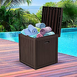 SUNVIVI OUTDOOR Patio Storage Box, 51 Gallon Small Deck Boxes Outdoor Waterproof Patio Cushion Storage Outside Container for Pool Towel, Garden Tools, Toys, Brown