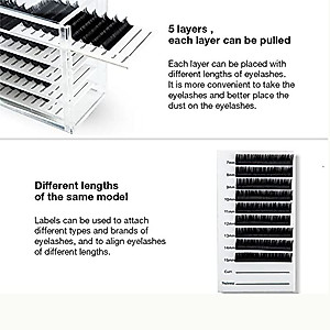 Dfsuiwk 5 Layers Acrylic Clear Eyelash Storage Box False Eyelash Container Case Lash Display Organizer for Grafting Lash Extension