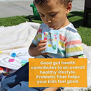 GoGo squeeZ happy tummieZ Organic Apple Banana Strawberry, 3.2 oz. (4 Pouches) - Kids Snacks with Prebiotic Fiber - Gluten Free Snacks for Kids - Nut & Dairy Free - Vegan Snacks