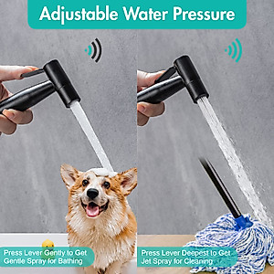 BARROCK Handheld Bidet Sprayer for Toilet, Stainless Steel Metal Made Baby Cloth Diaper Spraying Kit, Bathroom Toilet Bidet Attachment Set for Bathing Pets and Feminine Hygiene, Matte Black