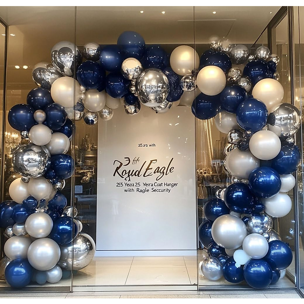 Navy Blue White Balloon Garland Double Stuffed Dark Blue White Sand Pearl Balloon arch Kit Royal Blue Silver Balloon for Birthday Chrismas New Year Baby Shower Graduation Party Decor