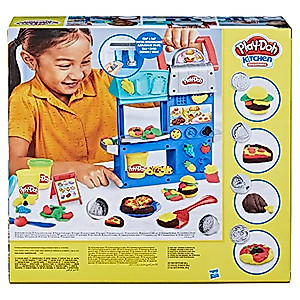 Play-Doh Kitchen Creations Busy Chef's Restaurant Playset, 2-Sided Play Kitchen Set, Preschool Cooking Toys, Kids Arts & Crafts, Ages 3+