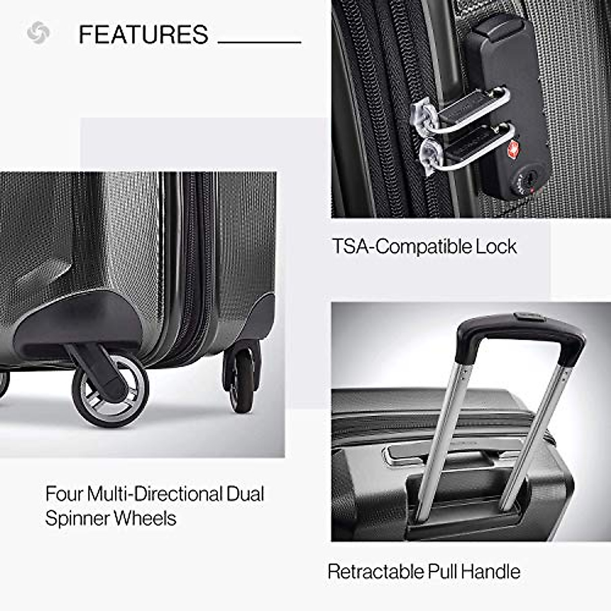 Samsonite Winfield 3 DLX Hardside Luggage with Spinners, 3-Piece Set (20/25/28), Graphite Grey