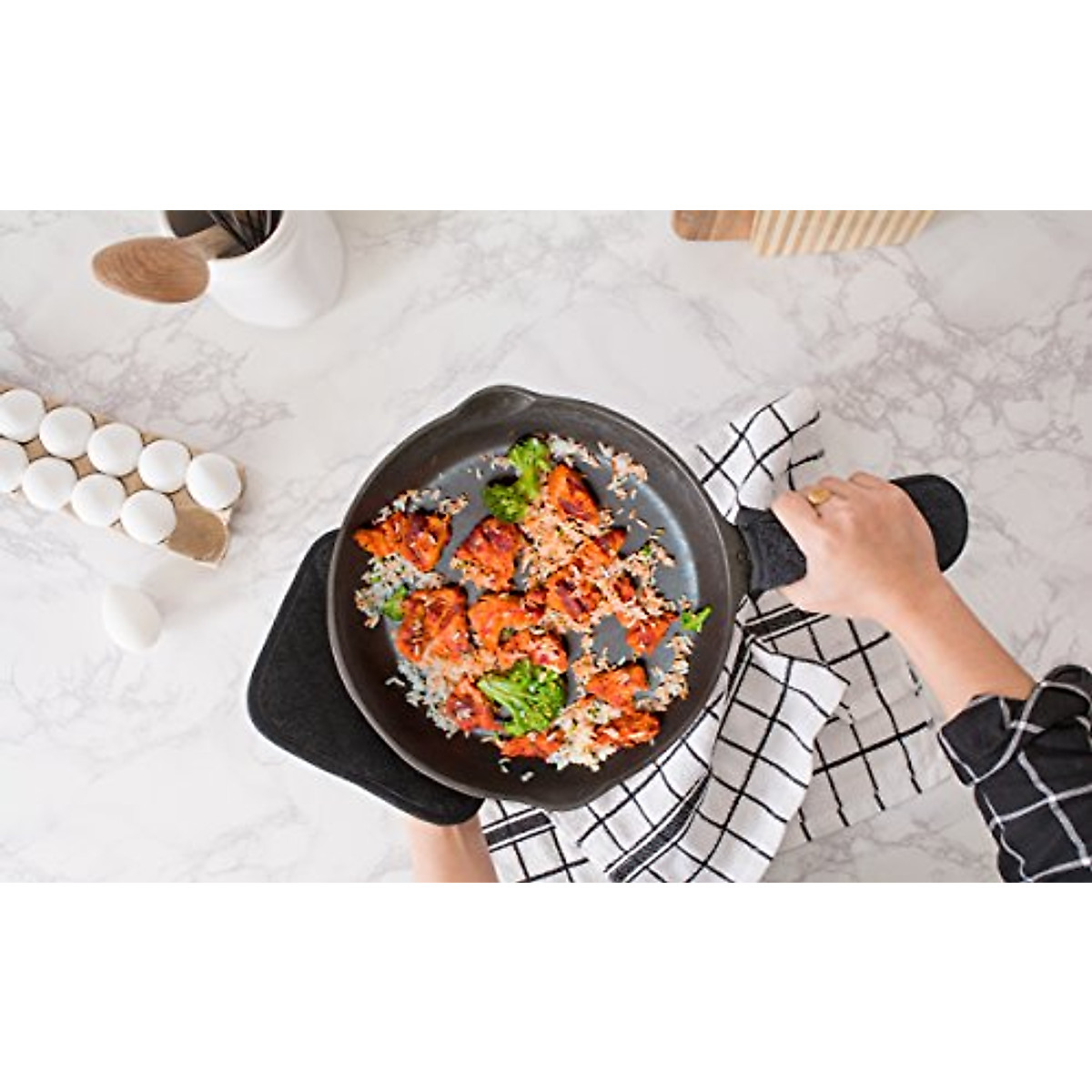 DII Basic Terry Collection Quilted 100% Cotton, Pan Handle, Black, 3 Piece