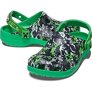 Crocs Classic Minecraft Clogs, Multi Black, 13 US Unisex Little Kid