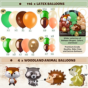 156 pc Woodland Baby Shower Decorations for Boy Kit - Includes Woodland Balloon Arch with Baby Boxes with Letters for Baby Shower, Oh Baby Banner, Animal Balloons, Woodland Creatures Cutouts, Leaf Vines, Table Signs and More - Ideal for Woodland Theme Bab