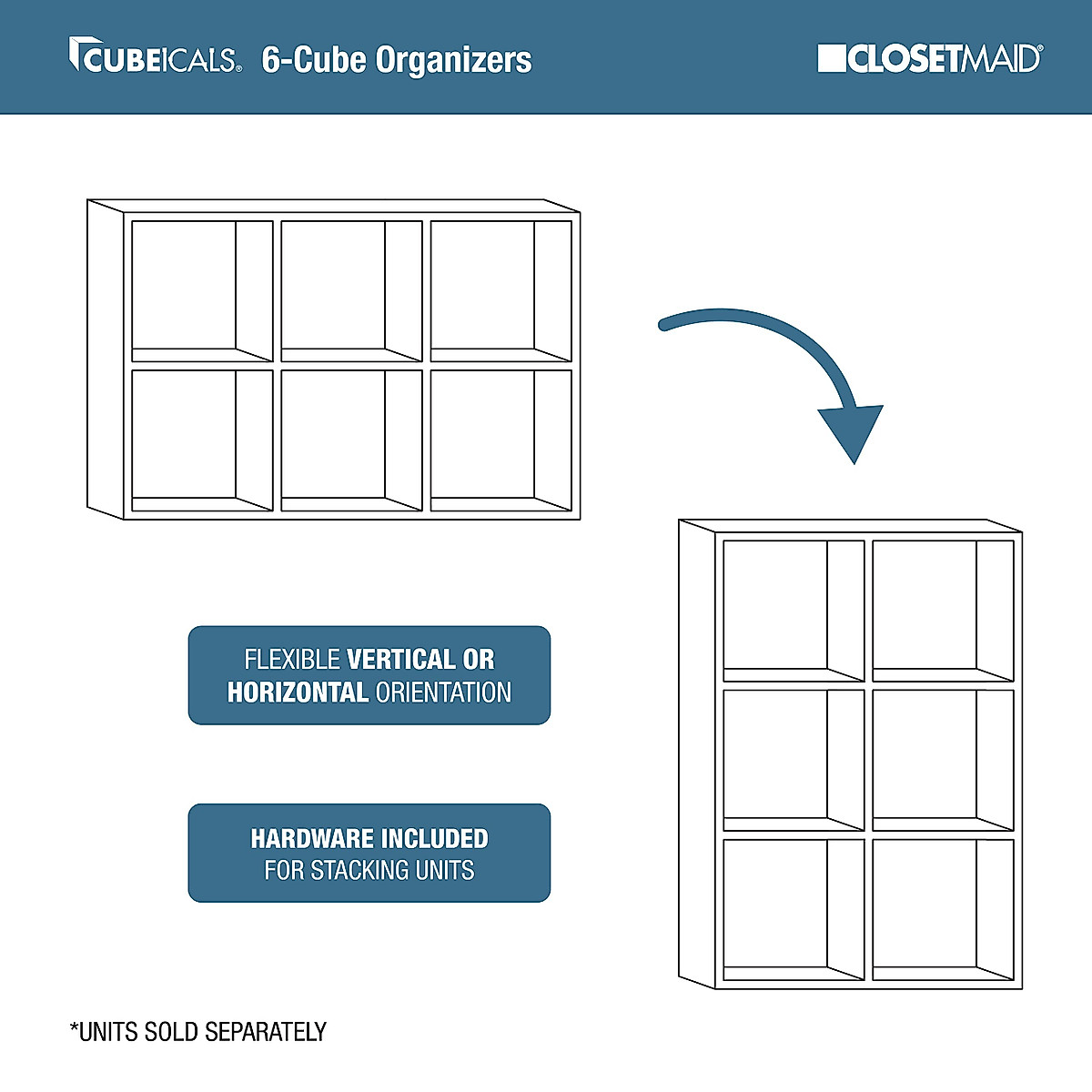 ClosetMaid 8996 Cubeicals Organizer, 6-Cube, White