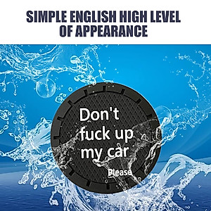 UGSHY 2 PCS Car Cup Hoder Coaster, 2.75" PVC Non-Slip Insulated Honeycomb Coaster Decoration, Don't Fuck up My car Coasters, Universal Interior Accessories for Most Cars (Black)