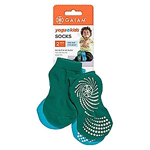 Gaiam Kids Yoga Socks (Pack of 2), Green/Blue