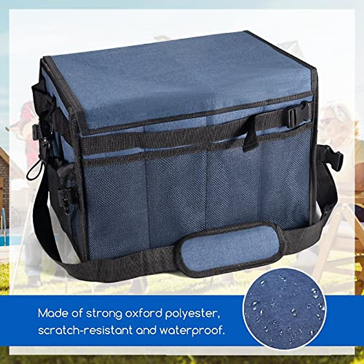 Large Grill and Picnic Caddy Picnic Basket for Griddle/ BBQ rganizer Store All Tools Accessories,Collapsible and Easy Carry Griddle Caddy for Family Outdoor,Camper,Travel,Car,RV