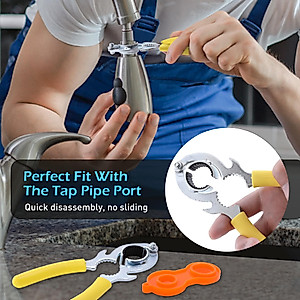 2pcs Faucet Aerator Removal wrench with gloves,Faucet Bubbler Wrench Kit,Faucet Aerator Disassembly Wrench Tool for Kitchen Sink Bathroom Tap Aerator, Installing Faucet Removal Repair Spanner Tool