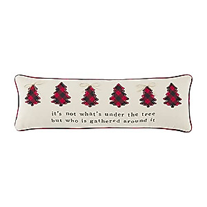 Mud Pie Check Tree Pillow, 11" x 35", Cream 96 Count