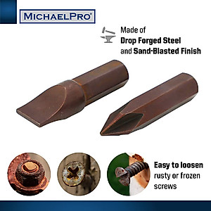 MichaelPro 1/2 Inch Drive Manual Impact Driver Set, Includes 11 Bits and 1/2" Bit Holder, 6-sided Enhanced Non-Slip Grip, Heavy Duty