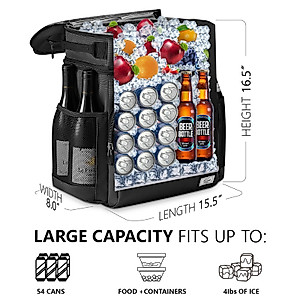 TOTEXISAP Cooler Backpack 54 Cans, Backpack Coolers Insulated Leak Proof, Large Capacity Beach Ice Chest Backpack, Waterproof Soft Cooler Bag Lunch Backpack for Men Women Camping Hiking (Black)